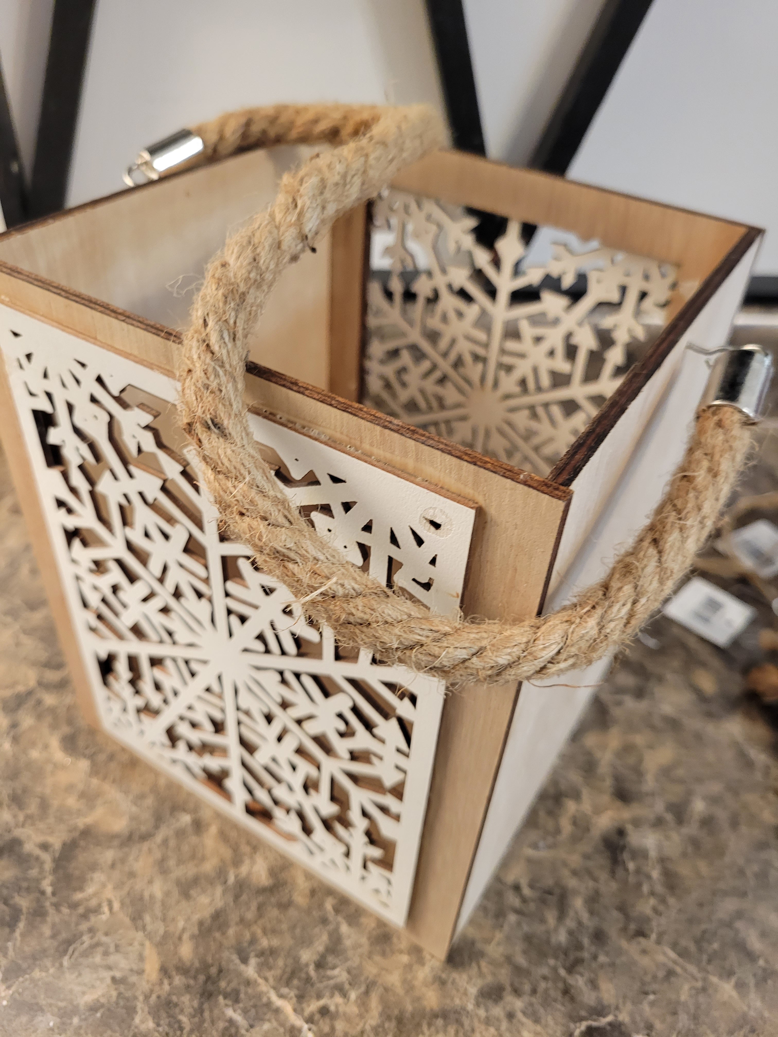 Wooden Snowflake Lantern | Angel Wings & CT